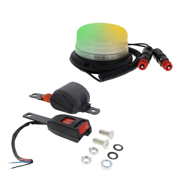 Flashing Magnetic Dual Beacon Green & Amber Retractable Seat Belt Kit ...