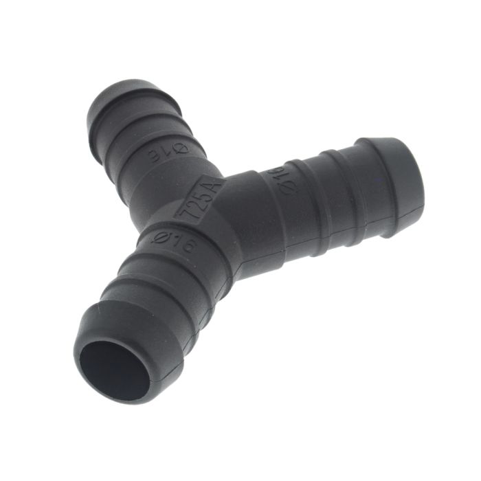 Black 16mm Plastic Y-Piece Hose Joiner/Pipe Connector | L&S Engineers