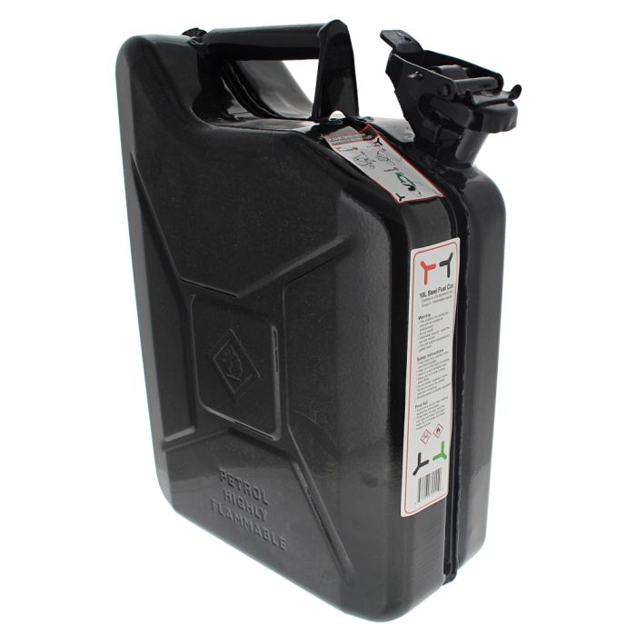 Steel Jerry Can (Jerrican) - 10 Litre - Black | L&S Engineers