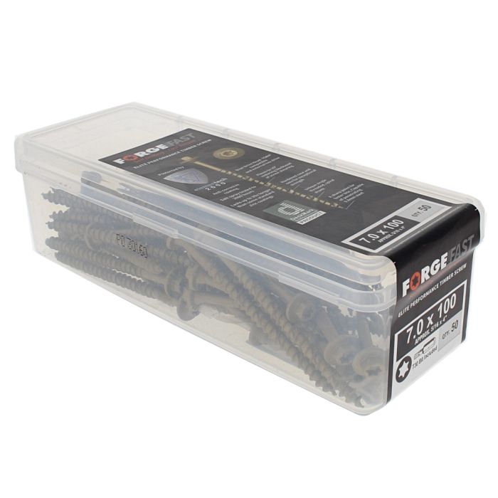 Hexagonal/Torx Compatible Timber T30 Screws (Tan) 7x100mm - Pack of 50 ...
