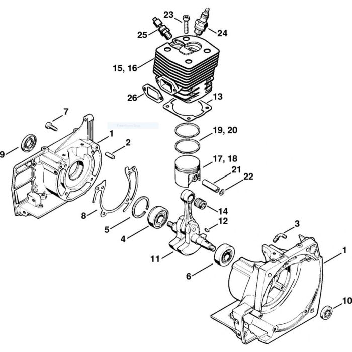 Crankcase And Cylinder Assembly For Stihl Fs500 Fs550 Fs550l Clearing Saw
