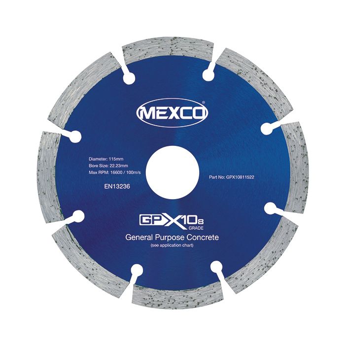 Mexco 115mm Concrete X10 Grade (8mm Diamond Blade Segment Height) | L&S ...