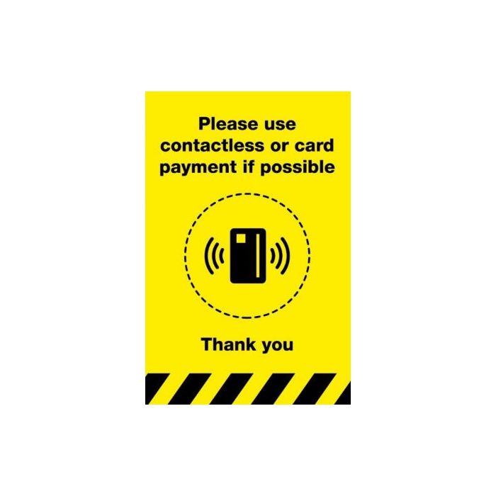 Contactless Payment - Yellow Sign (Foam) | L&S Engineers