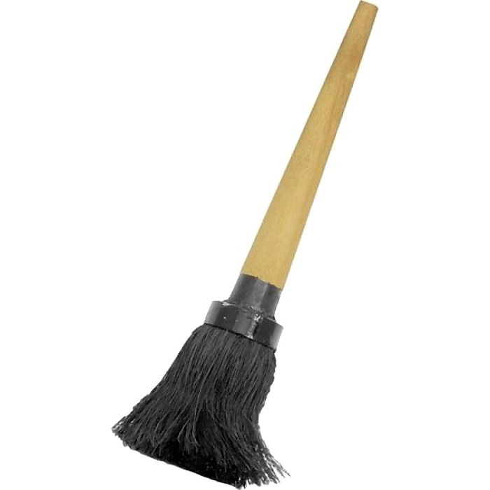 Short Black Fibre Tarmac Brush, Short Wooden Handle | L&S Engineers