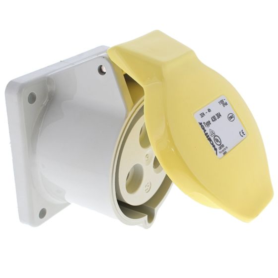 32Amp Low Voltage Panel Socket 110v Yellow | L&S