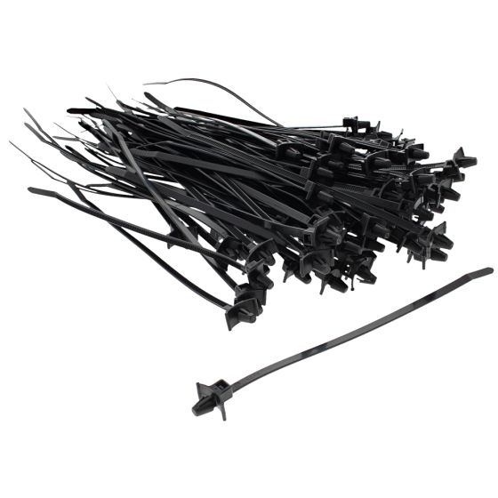 Zip Ties Push Mount Releasable Black 4.8mm x 201mm - 100 Pack | L&S