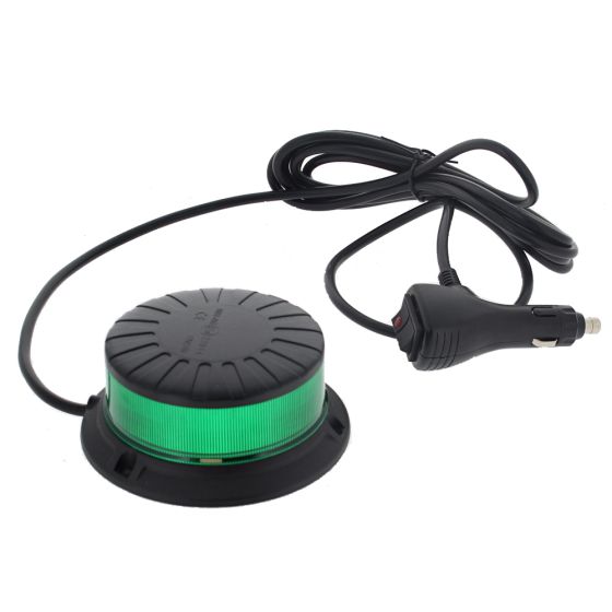 LED Green Flashing Micro Beacon - Magnetic & 3 Bolt Fixing | L&S