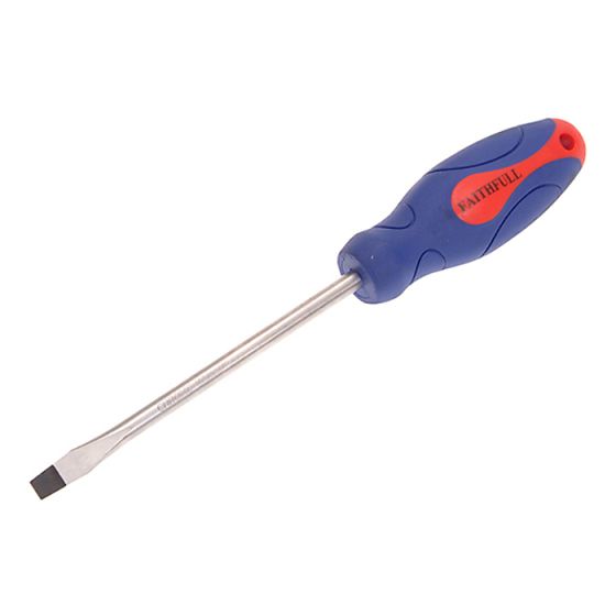 Soft-Grip Screwdriver Slotted Flared Tip 8mm x 150mm by Faithfull | L&S
