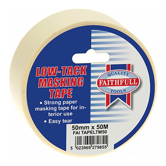 Low Tack Masking Tape 50mm x 50m by Faithfull | L&S