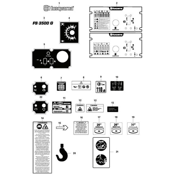 Decals for Husqvarna FS3500 G II Floor Saw | L&S