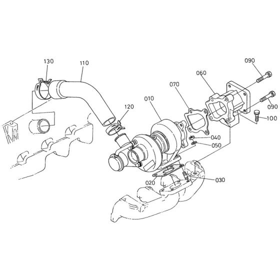 Turbocharger Assembly for Kubota V2003-T-E2B Engine | L&S