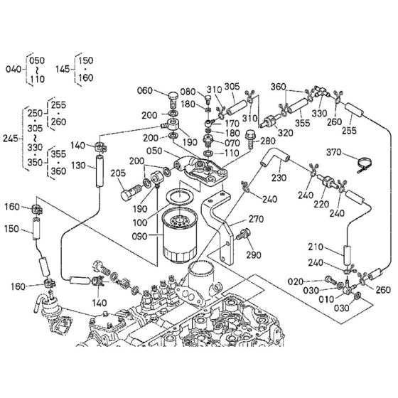 Fuel Filter Assembly for Kubota V2607-DI-T-E3B Engine | L&S