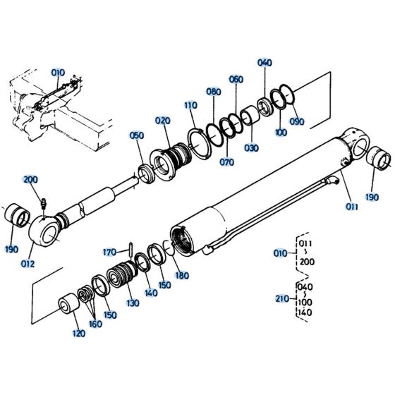 Swing Cylinder Assembly for Kubota KH151 Mini Excavator | L&S