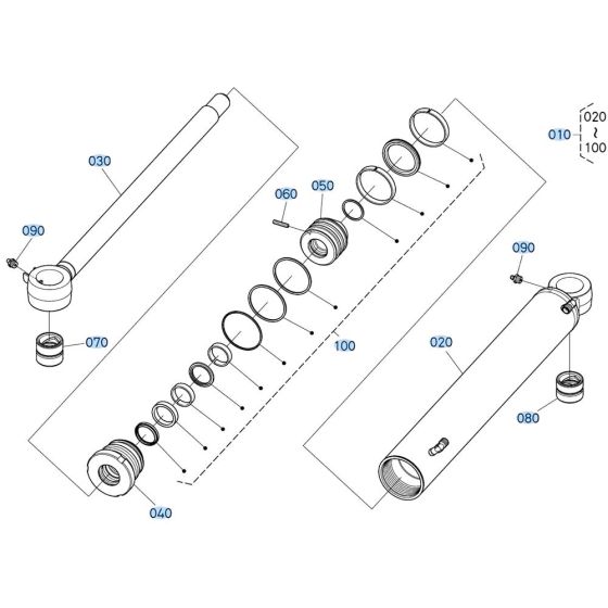 Swing Cylinder Assembly for Kubota KX030-4 Mini Excavator | L&S