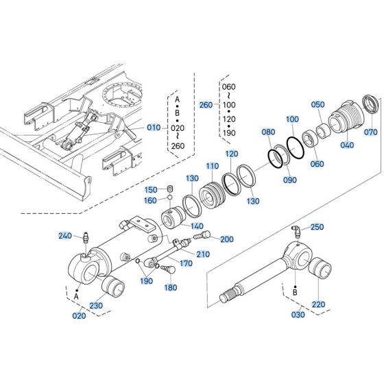 Blade Cylinder Assembly for Kubota KX161-3s Mini Excavator | L&S