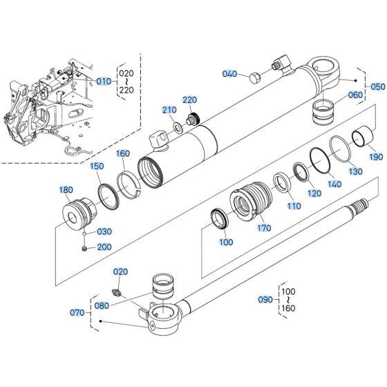 Swing Cylinder Assembly for Kubota U17-5 Mini Excavator | L&S