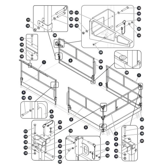 Main Platform Railings - Single Extension Deck for Skyjack SJ9253 RT ...