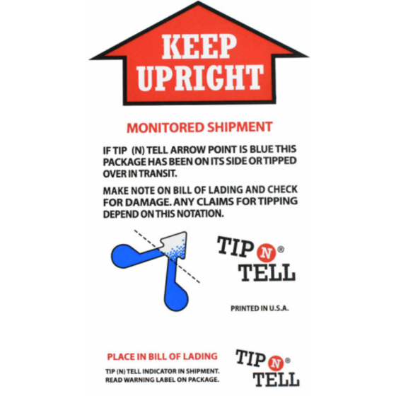 Tip Indicator Label for Shipping and Package Orientation | L&S
