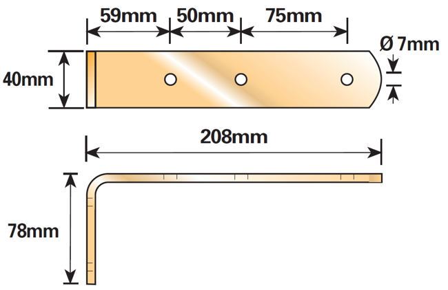 Mudguard Support 208mm by Maypole Trailer | L&S