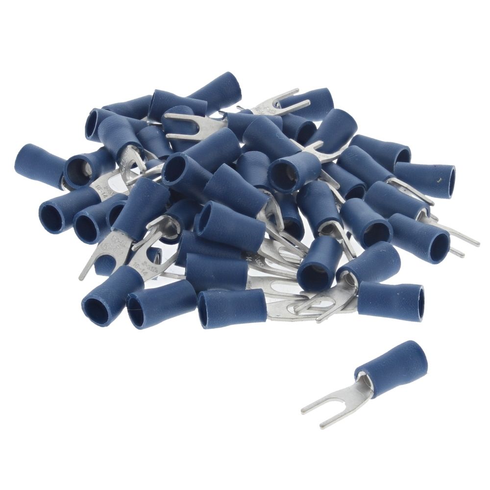 Blue Pre-Insulated Spade Terminals - 3.70mm (Pack of 50) - 0-001-07 | L&S