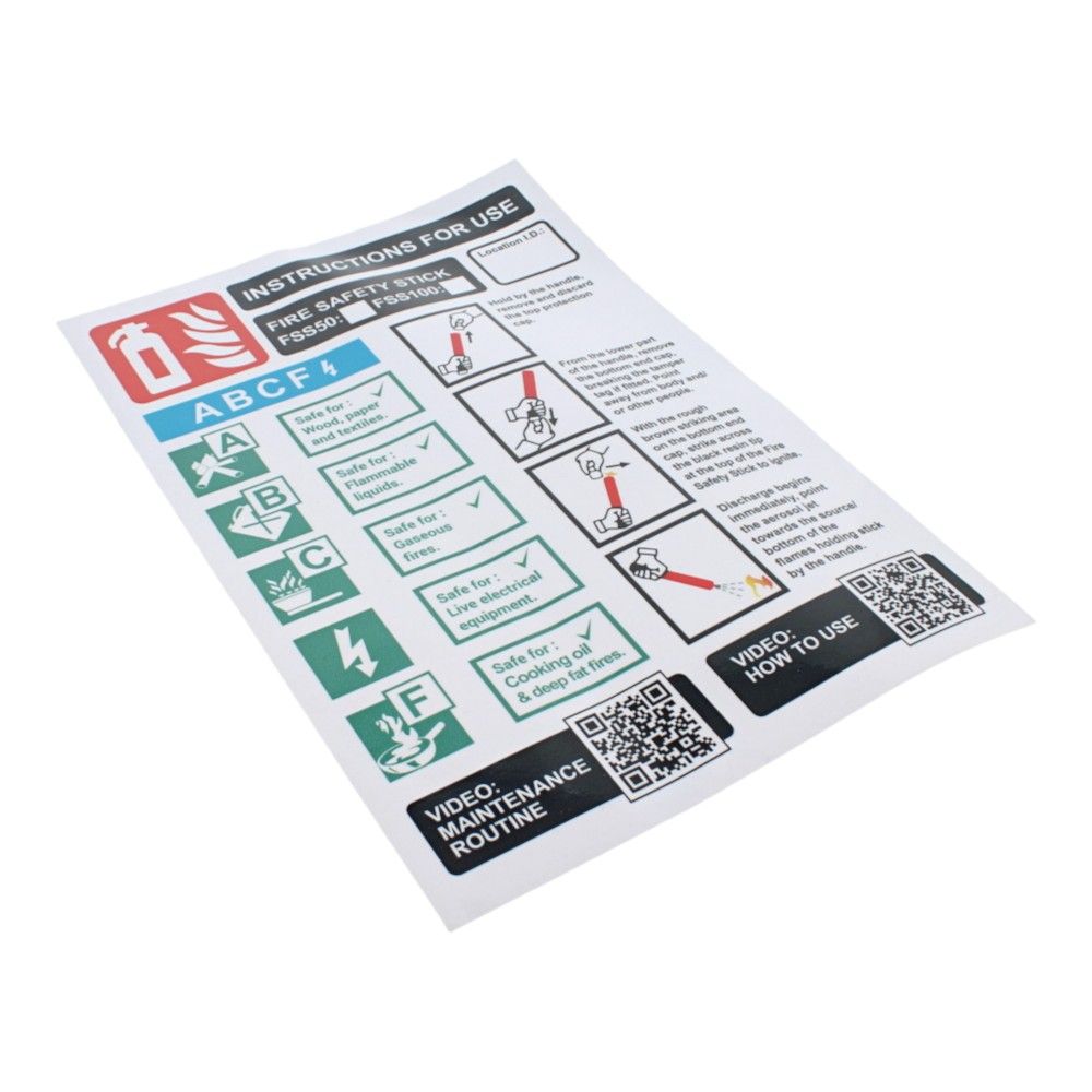 Fire Safety Stick Vinyl Sticker - 50 & 100 Seconds | L&S