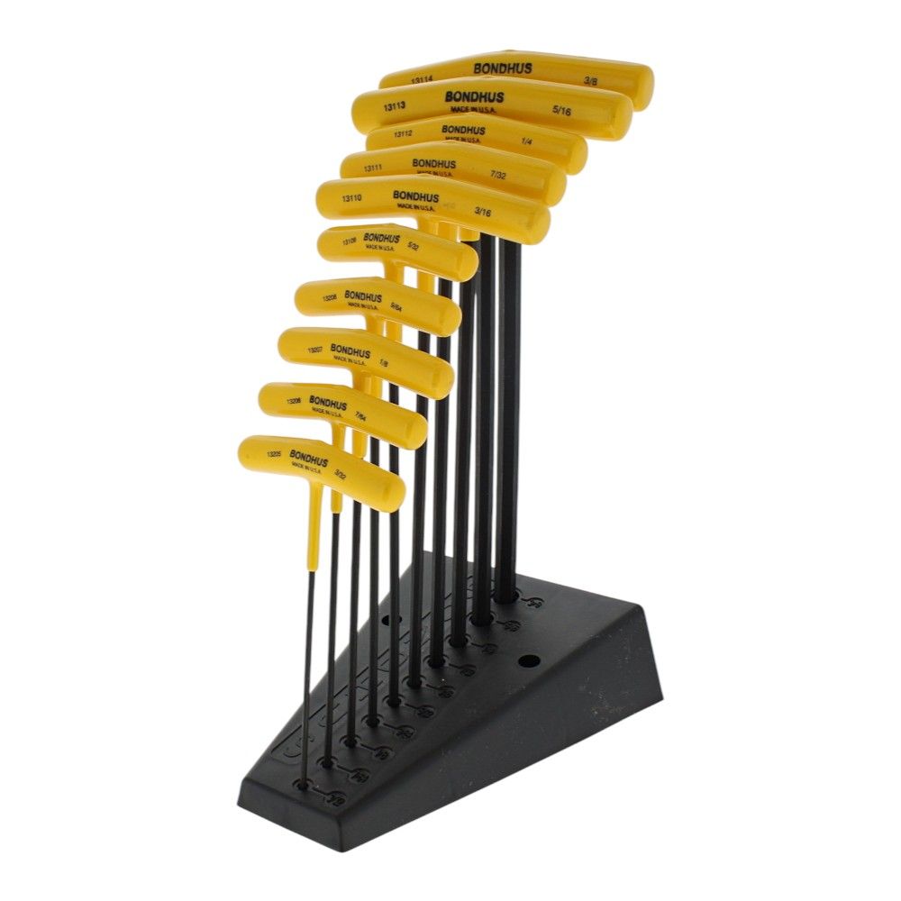 T-Handle Ball End Imperial Hex Keys with Stand 3/32"-3/8", 10pc ...