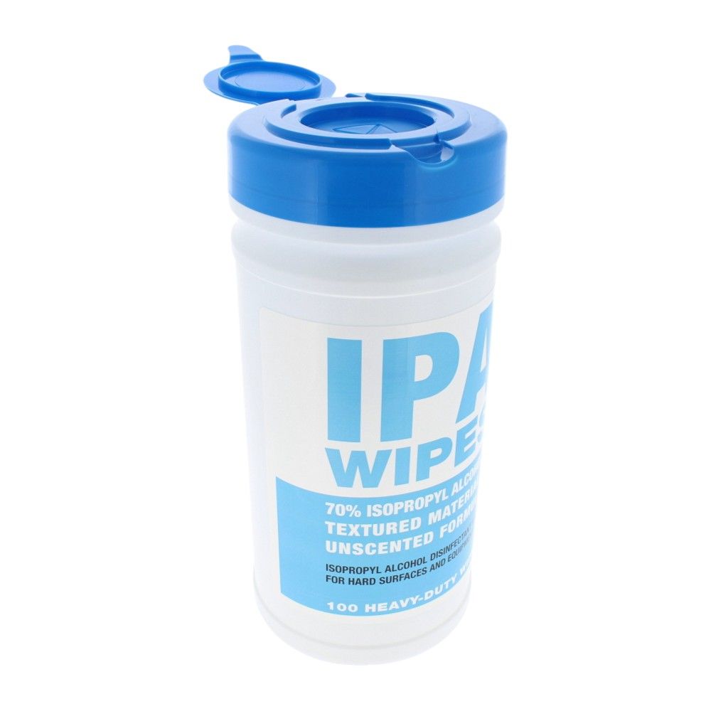 IPA Tub of 100 Large Textured Sheet Alcohol Wipes | L&S
