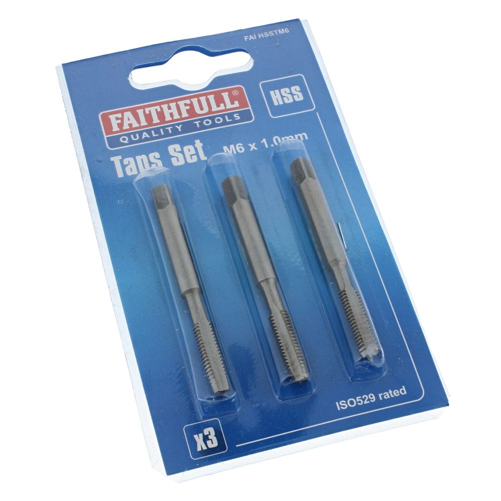 HSS Straight Flute Tap Set M6 x 1.0, 3 Piece | L&S