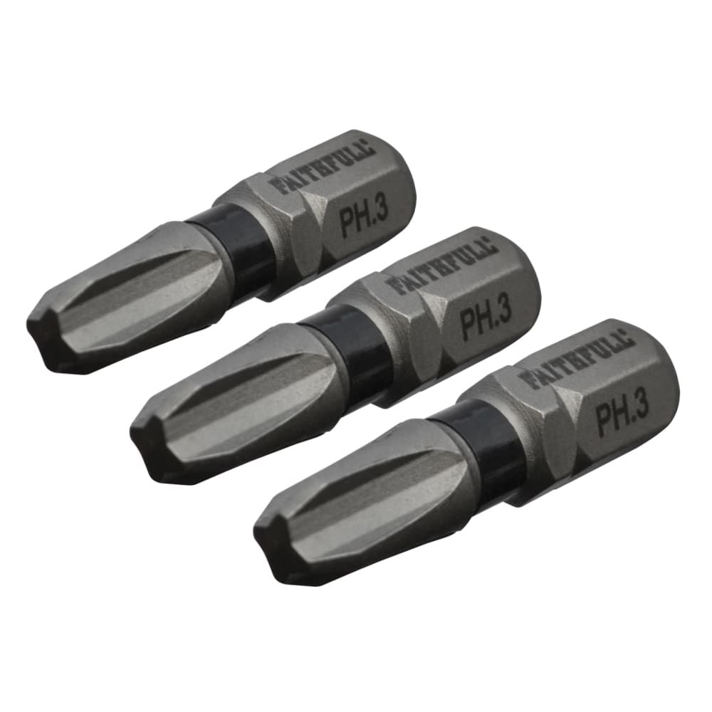 Philips Impact Screwdriver Bits PH3 x 25mm (Pack 3) | L&S