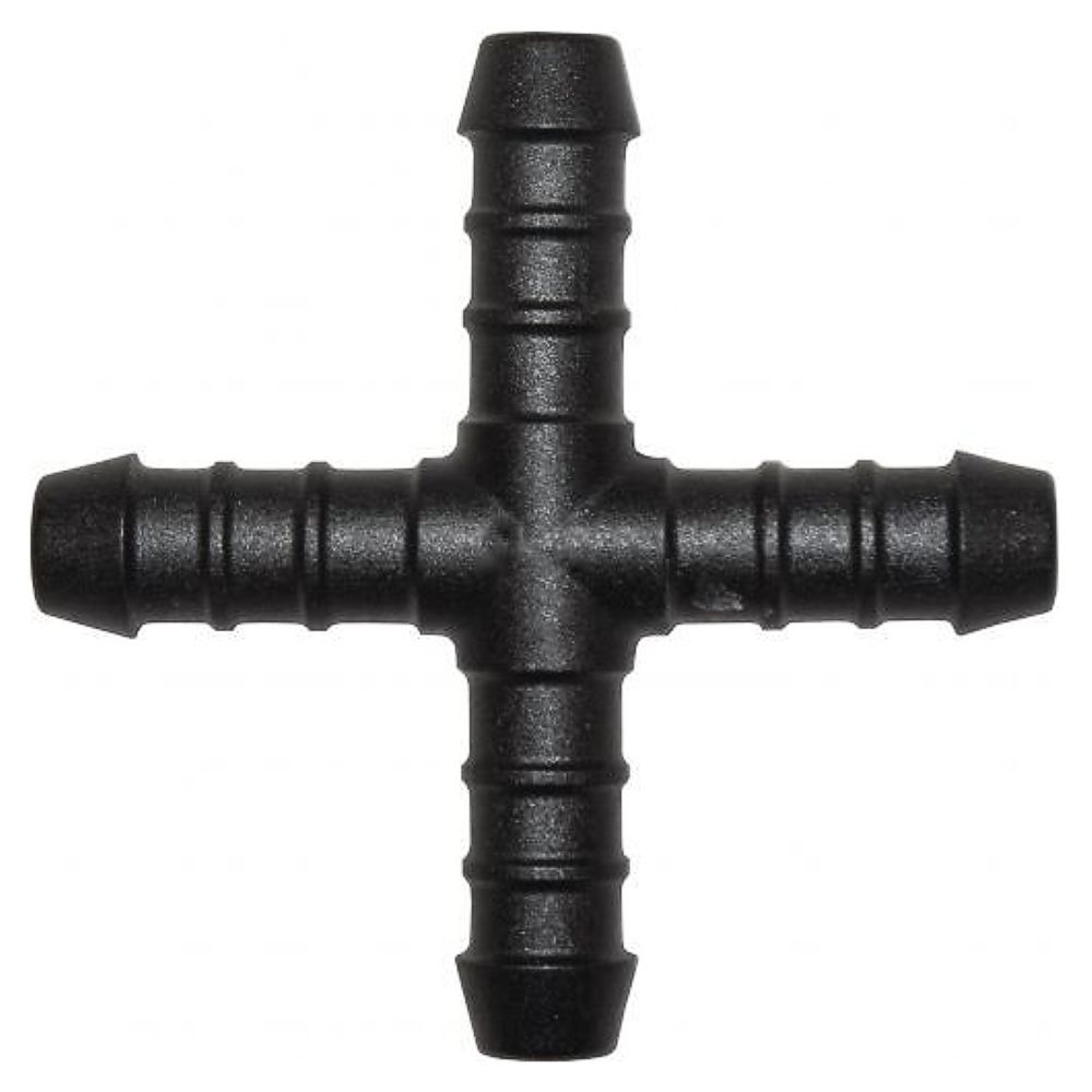 Black 6mm Plastic X-Piece Hose Joiner/Pipe Connector | L&S