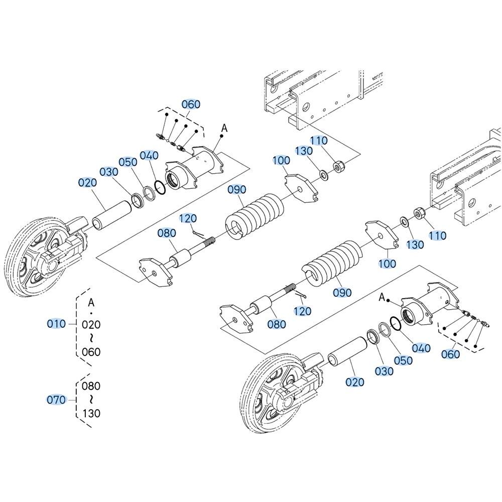 Idler Assembly -1 for Kubota KX080-4s Mini Excavator | L&S