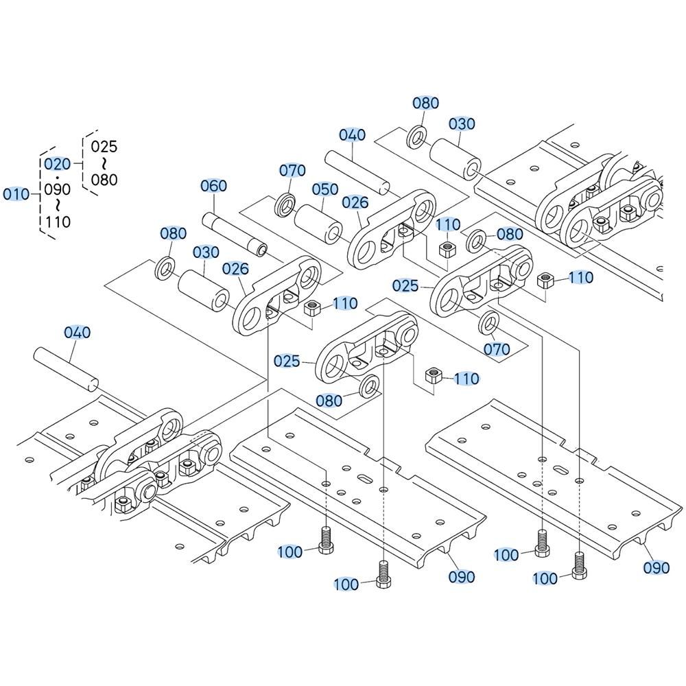 Crawler (Iron) Assembly for Kubota KX080-5 Mini Excavator | L&S