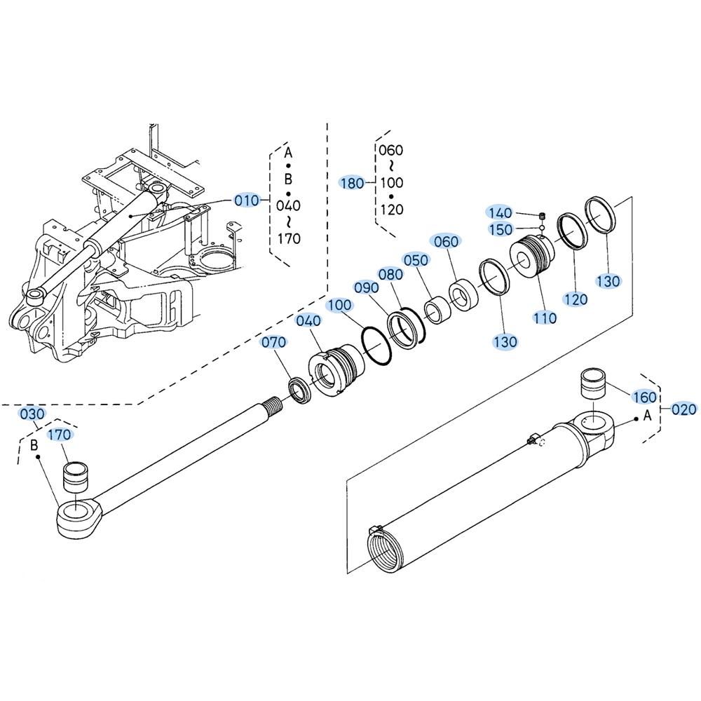 Swing Cylinder Assembly for Kubota KX121-3 Mini Excavator | L&S