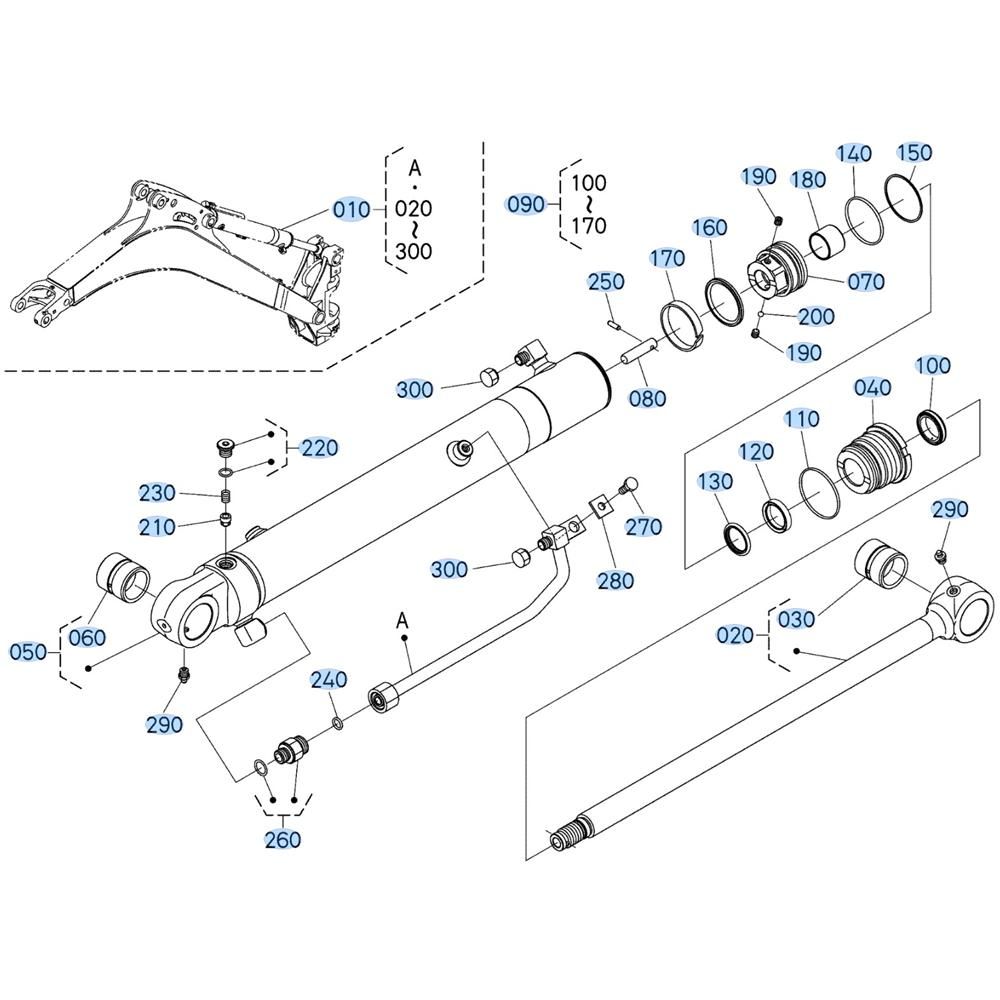 Boom Cylinder Assembly for Kubota U17-5 Mini Excavator | L&S