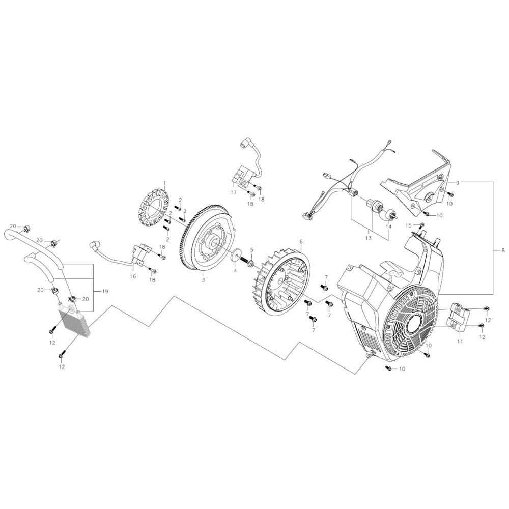 Flywheel Housing Assembly for Loncin LC2V80FD Engine | L&S