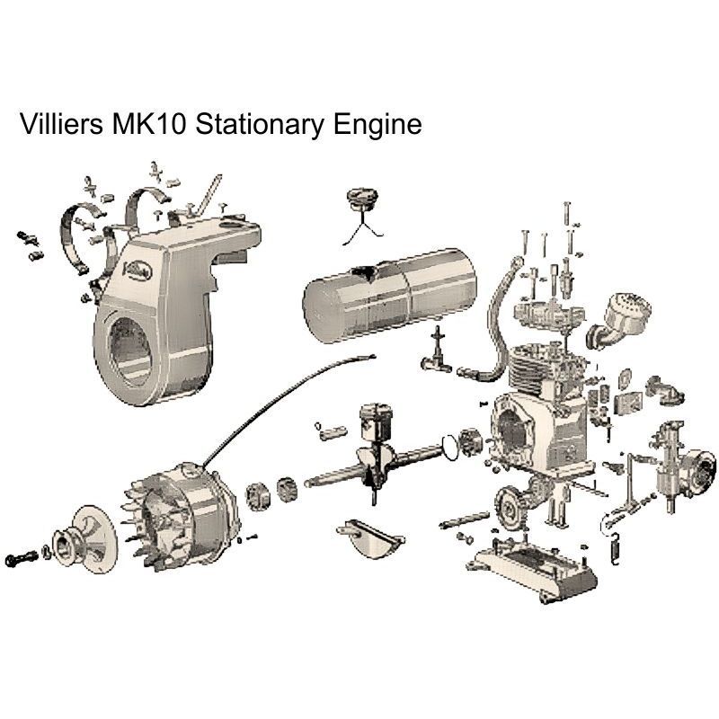 Fuel Tank w/ Cap for Villiers MK10, MK12, MK15 Engines - OEM No. CM970 ...