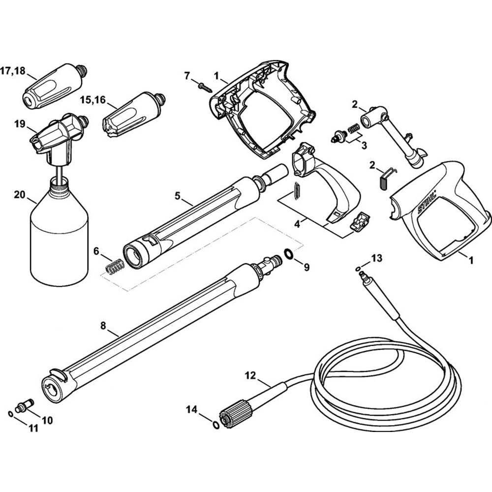 Spray Gun Spray Lance Wamd for Stihl RE 98 Cold Pressure Washers. L S Engineers